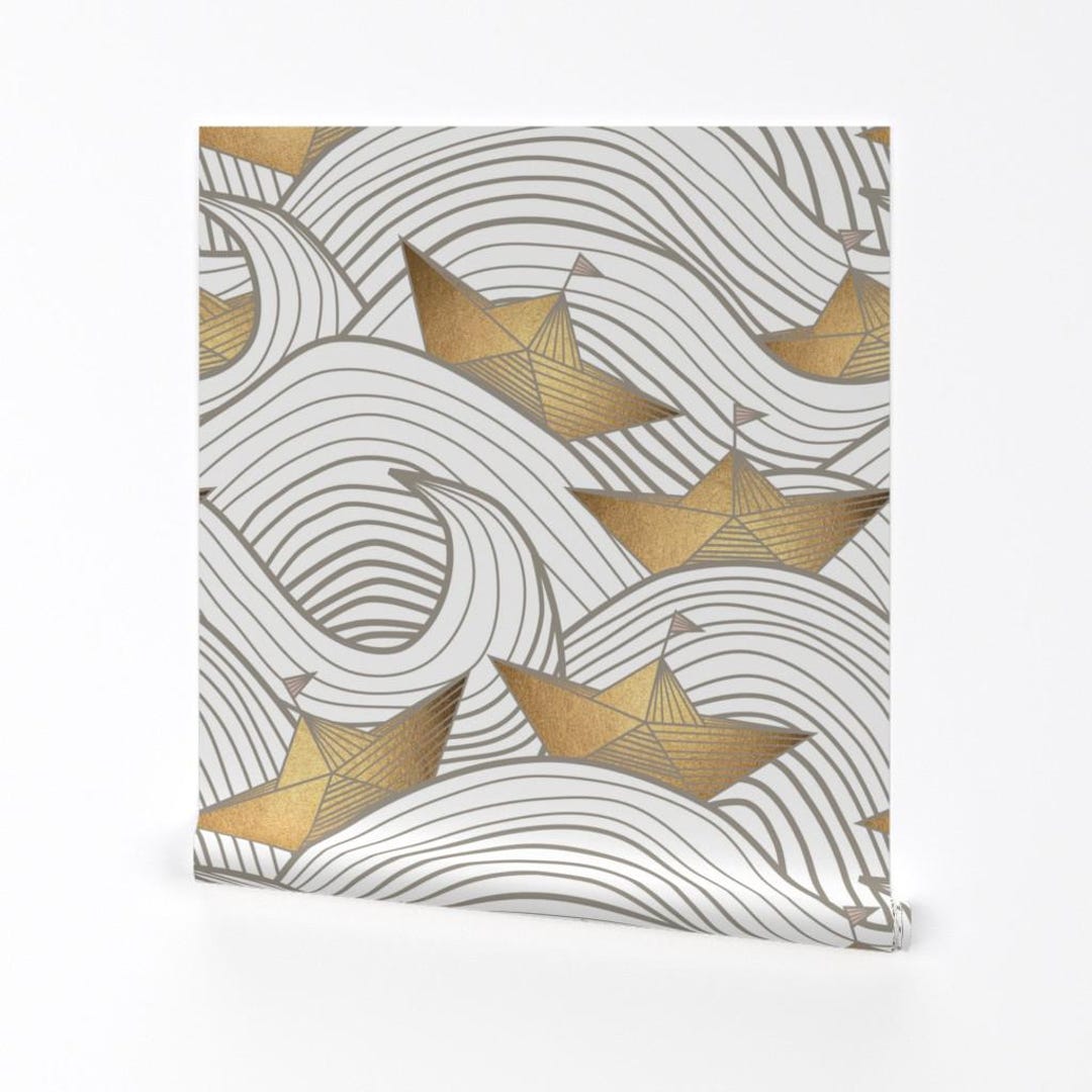 Origami Sailboat Removable Peel and Stick Wallpaper - Waves Ocean ...
