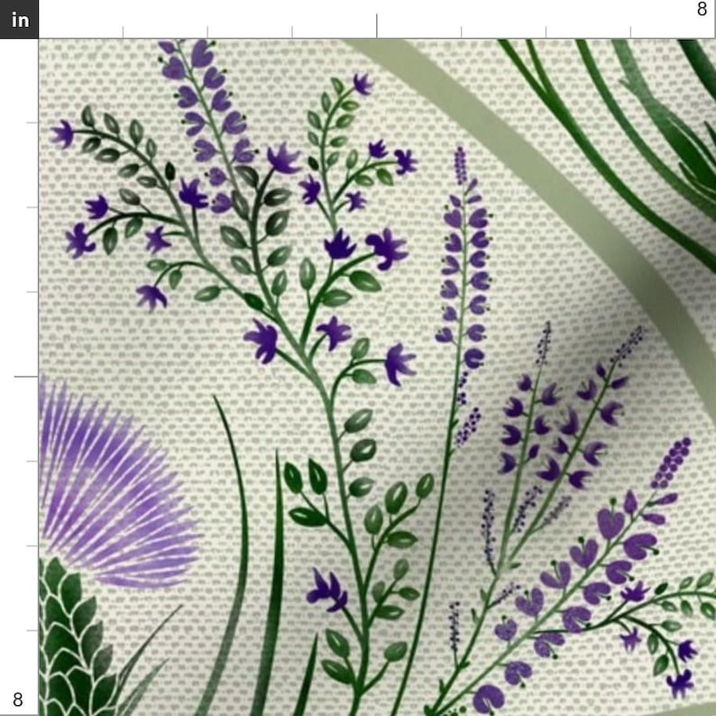 Nouveau Wildflowers Fabric - Scottish Thistle by Marjorie_howe - Purple ...