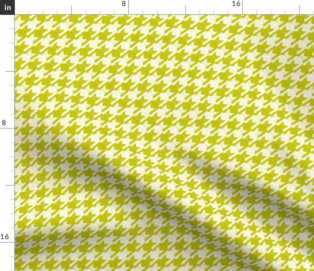 Chartreuse Cat Houndstooth Fabric Cats-tooth in Green and - Etsy