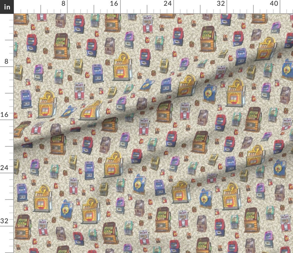 Slot Machine Fabric Dean's Slot Machines Coins by - Etsy
