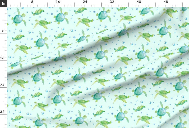 Swimming Turtles Fabric - Turtles by Snugglyjacks - Green + Blue ...