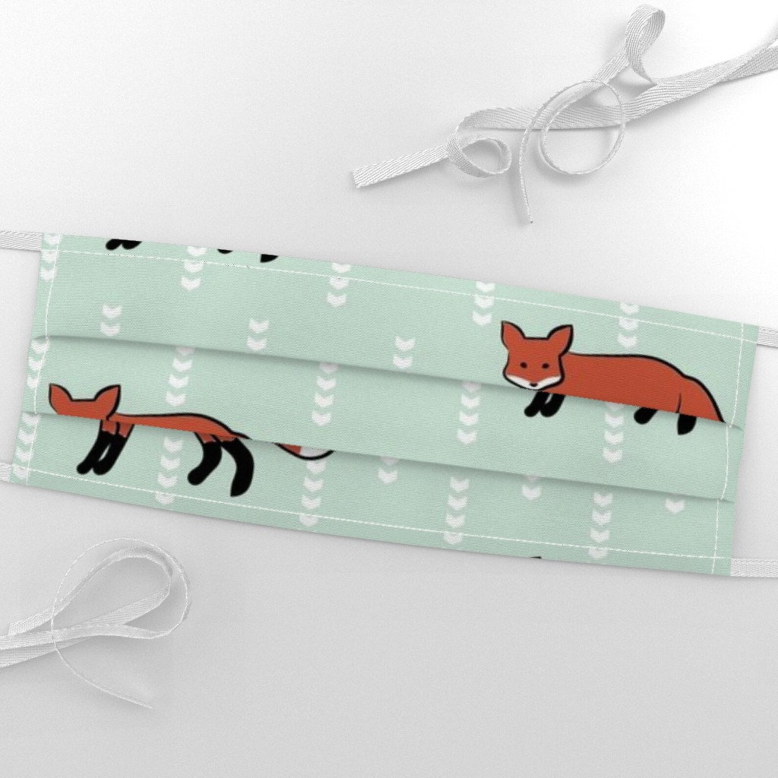 Green Fox Fabric Fox on Mint by Mrshervi Fox Cotton Fabric | Etsy