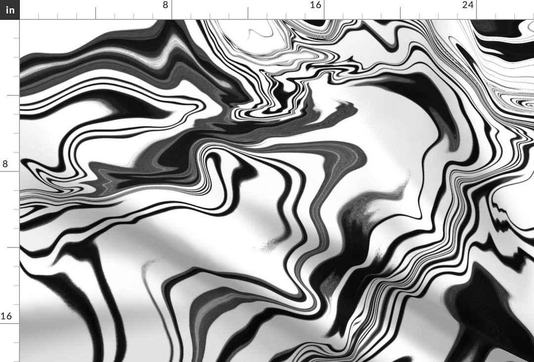 Black and White Marble Fabric - Black and White Painterly by ...
