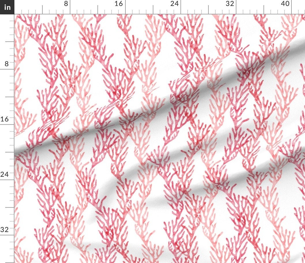 Pink Coral Fabric Coral Beach Fabric by Littlearrowdesign - Etsy
