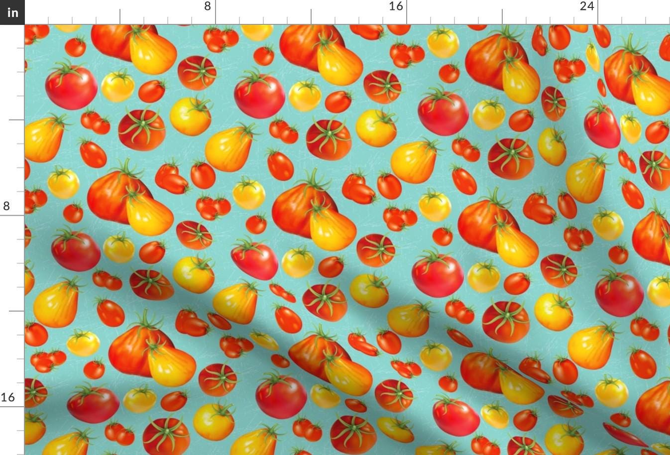 Tomato Fabric - Summer Garden - Heirloom Tomatoes on Blue by Diane555 ...