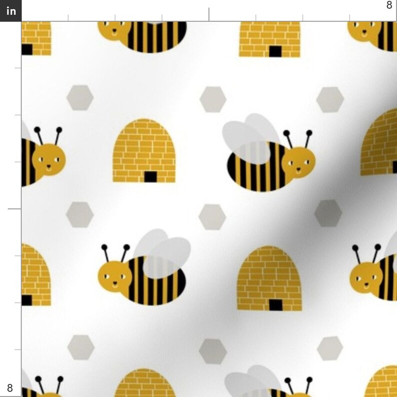 Beehive Fabric Bumble Bees and Bee Hives by Charlotte Winter - Etsy