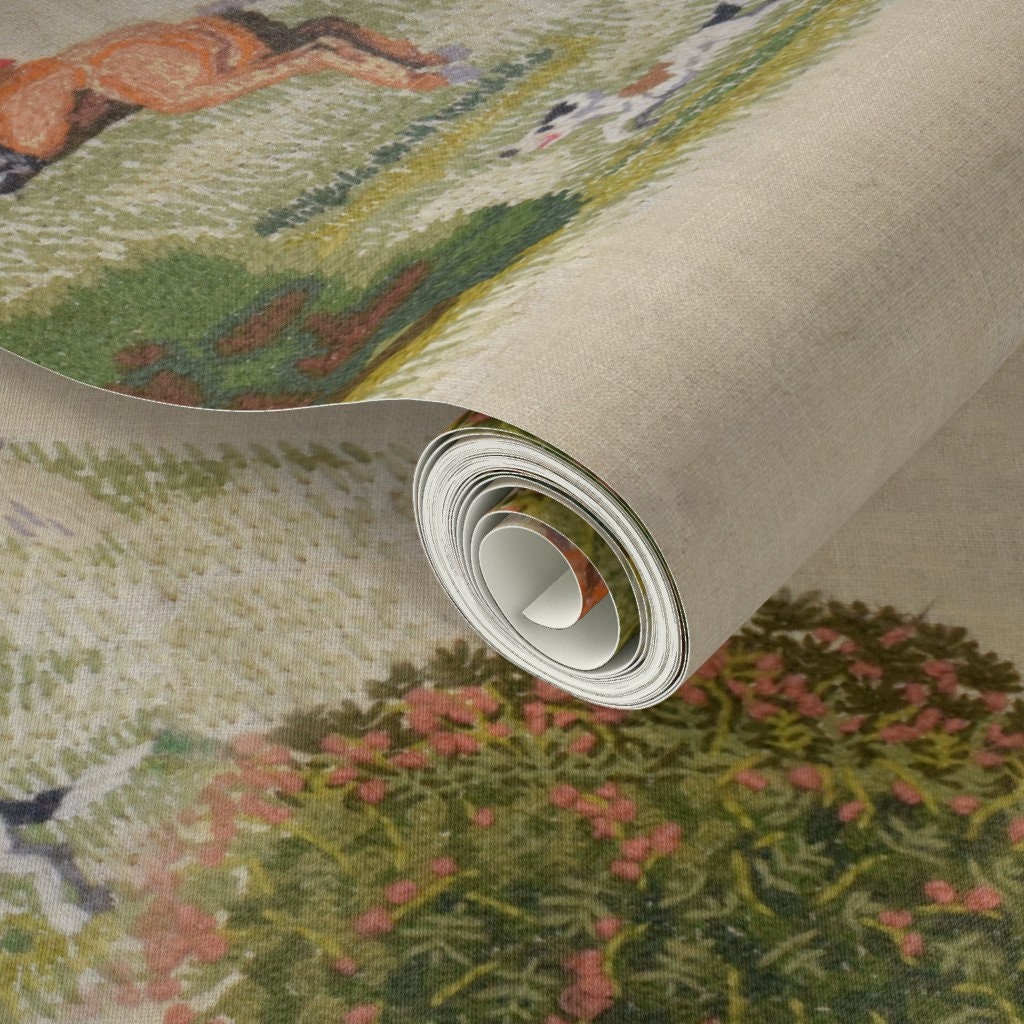 Fox Hunting Wallpaper A Crewel Hunt by Eclectic House - Etsy Canada