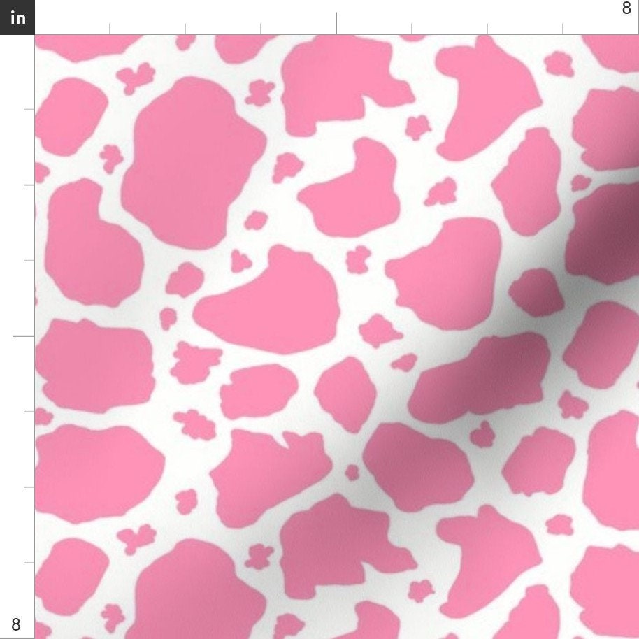 Cow Print Fabric Pink Cow Blobs By Amy G Pink White Kids | Etsy