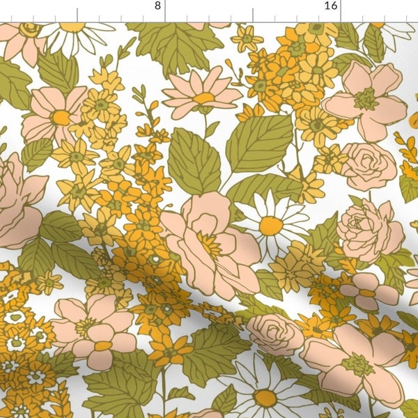 Retro Floral Fabric - Etsy