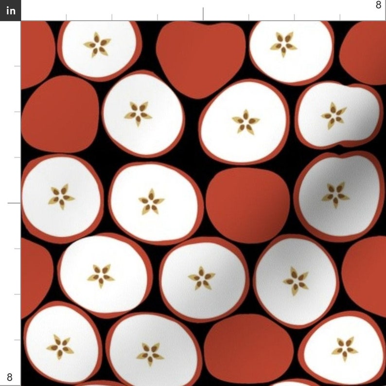 Mod Apples Fabric Mackintosh Apples by Lellobird Red Black | Etsy