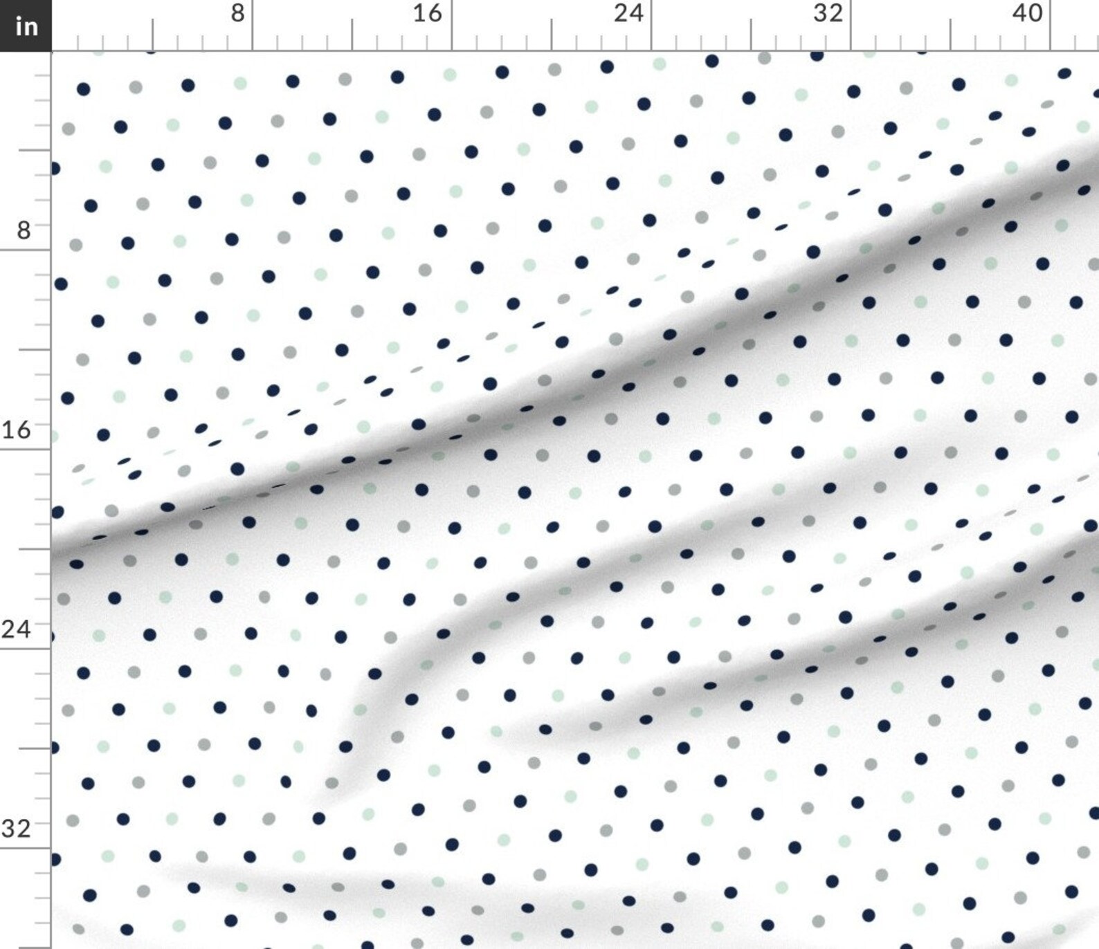 Polka Dots Fabric Large Polka Dots // Navy/mint/grey by - Etsy