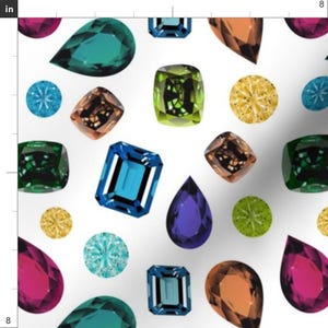 Gemstone Fabric - Gemstones (white) by Vannina - Gemstone Crystals ...