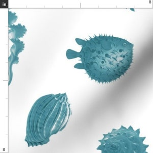 Vintage Ocean Life Fabric Monterey in Sea Blue by Willowlanetextiles ...