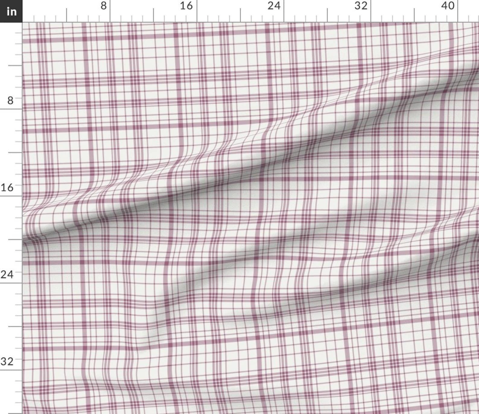 Mauve Purple Plaid Fabric Deep Mauve Plaid Check Fabric by | Etsy