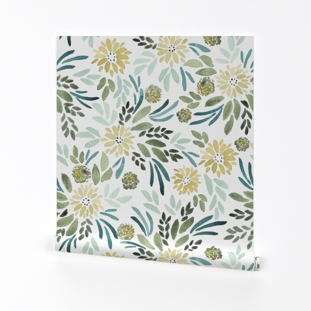 Floral Wallpaper Yellow Floral Whimsy by Bluebirdcoop Floral Yellow ...