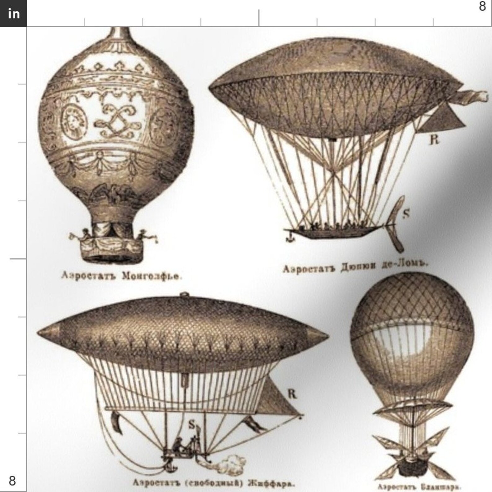 Vintage Airship Fabric Dirigibles White by Derigible - Etsy Canada