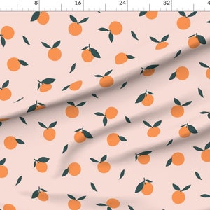 Clementine Minimal Abstract Fruit Fabric Clementine Blush | Etsy