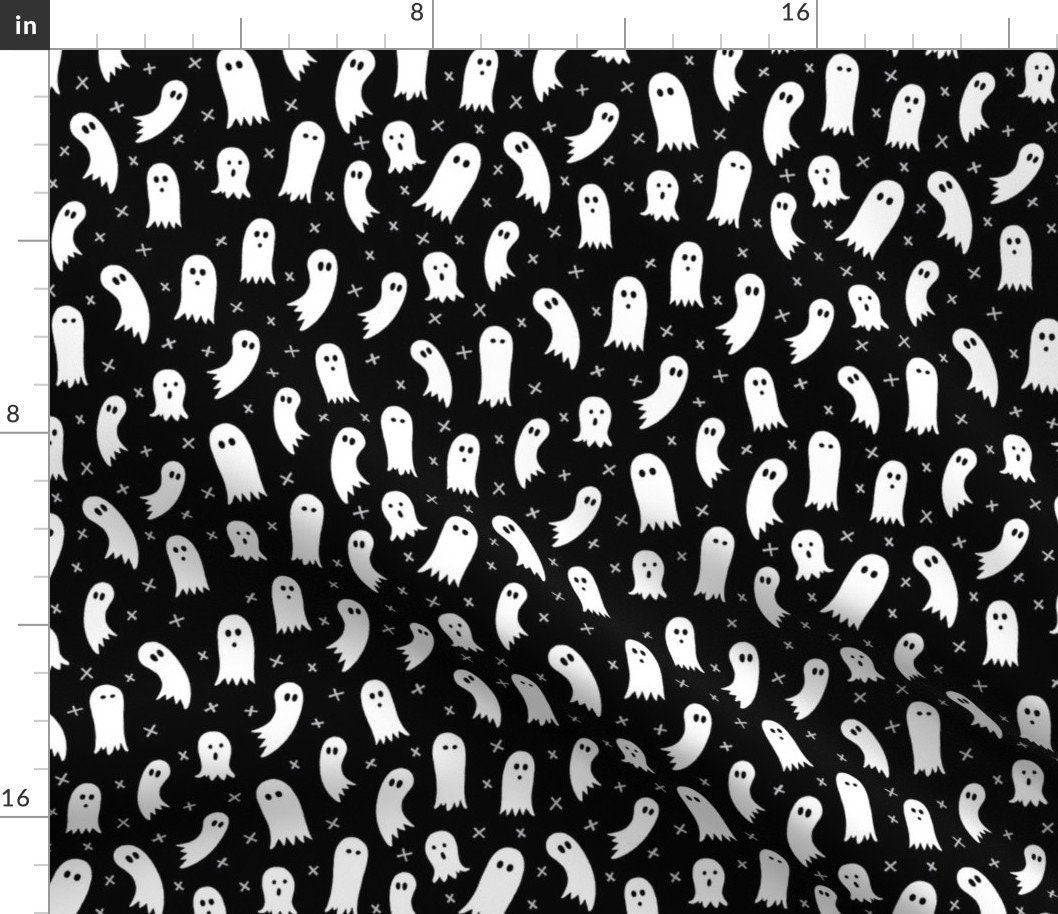 Ghosts Fabric Halloween Ghosts Black by Jaymehennel Ghost | Etsy
