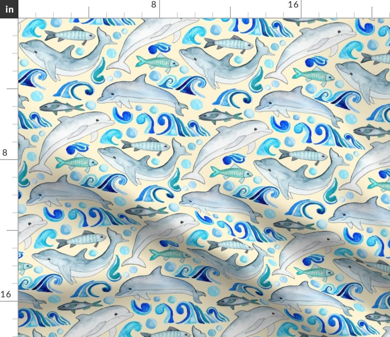Dolphins Fabric Dolphin Frolic Large Scale by | Etsy