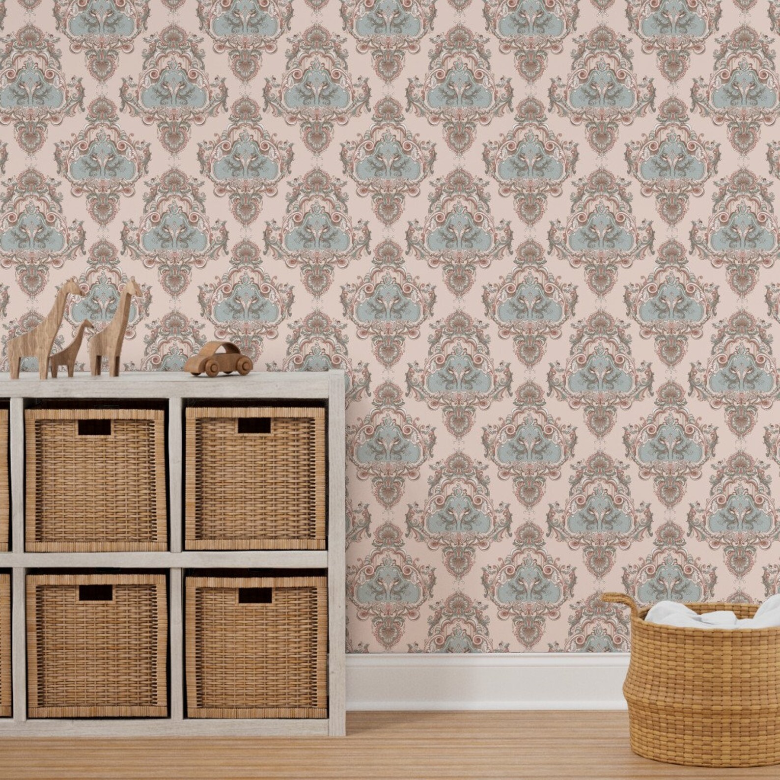 Angles Wallpaper Rococo Romantic by Stacystudios Blue Pink - Etsy