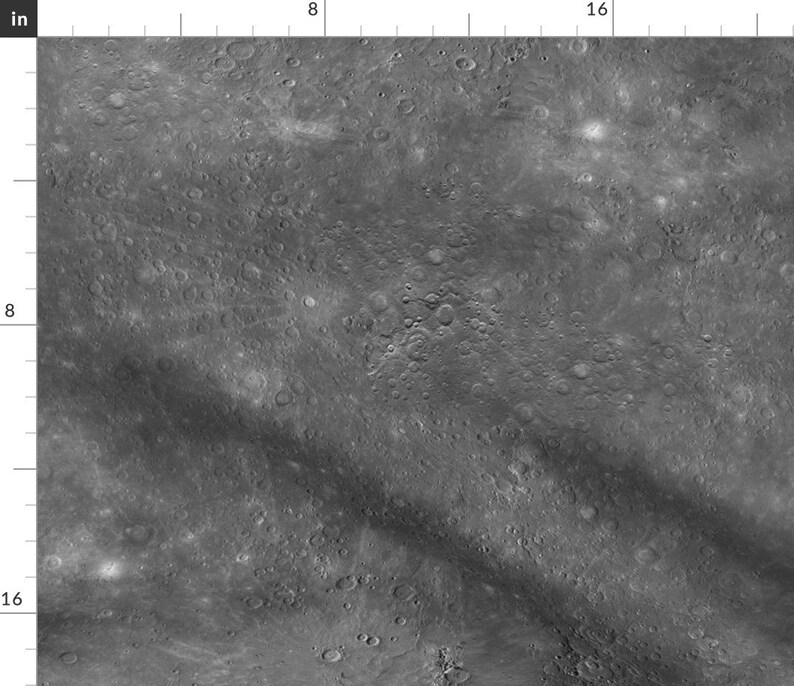 Surface of Mercury Fabric Map of Mercury bw by | Etsy
