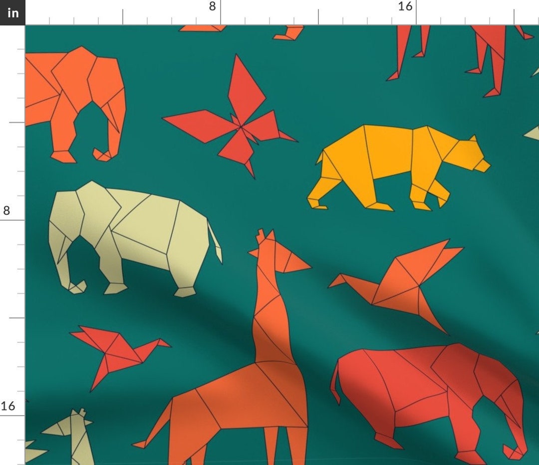 Safari Animals Fabric Origami Jungle by Unbutton Colourful - Etsy