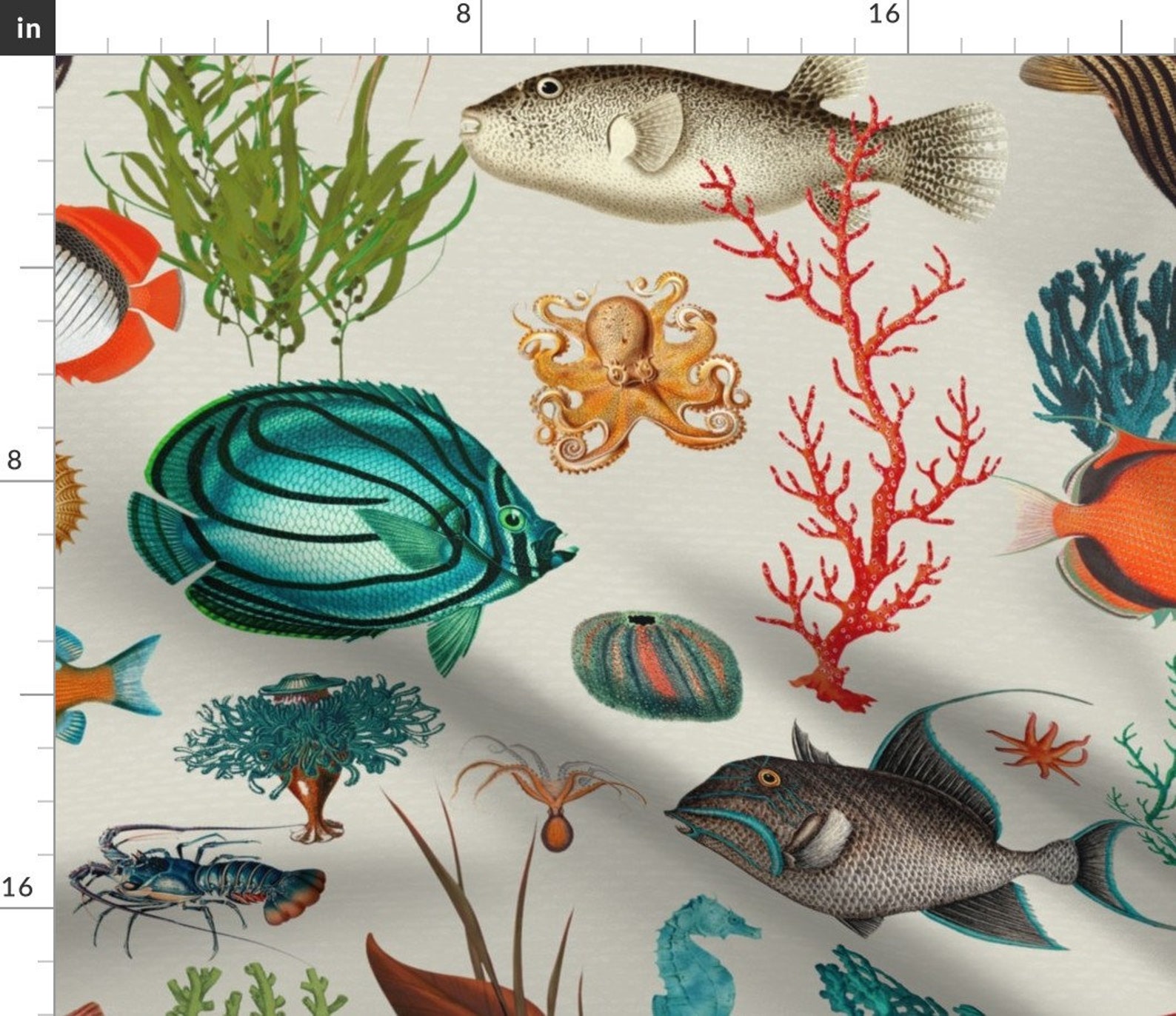 Ocean Fabric Oceania in Greige Tan Beige by Delinda Graphic - Etsy