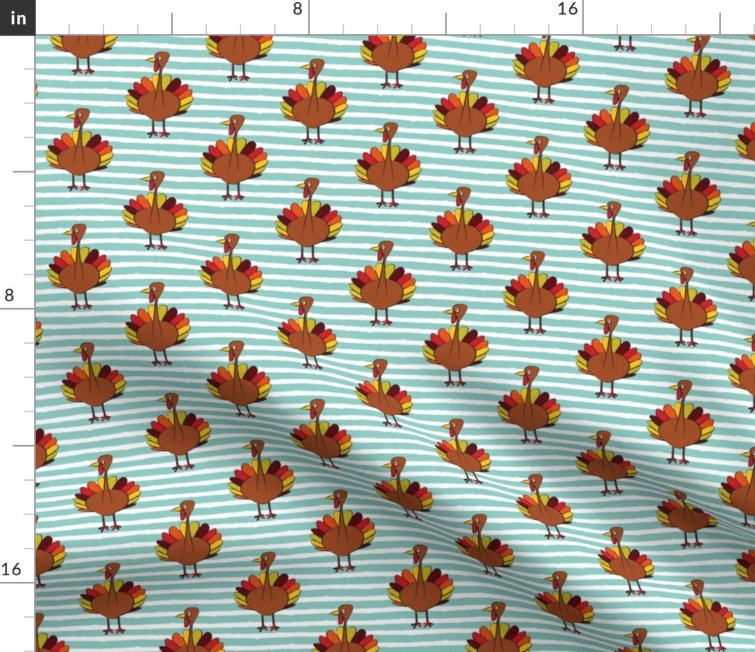 Thanksgiving Turkey Fabric Turkey on Stripes Thanksgiving by ...