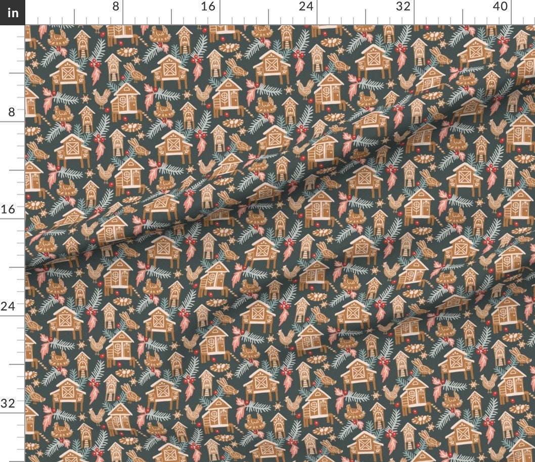 Gingerbread Houses Xmas Fabric Gingerbread Chicken Coops by - Etsy