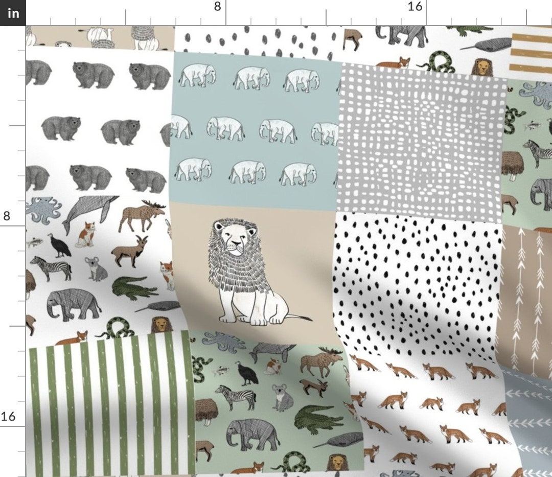 Abc Fabric Abc Quilt // Nature Safari Animals Wholecloth by - Etsy