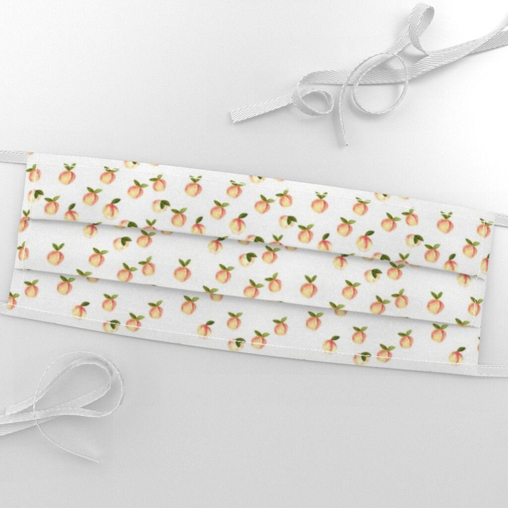 Mini Peach Fabric micro Print Watercolor Peaches by | Etsy