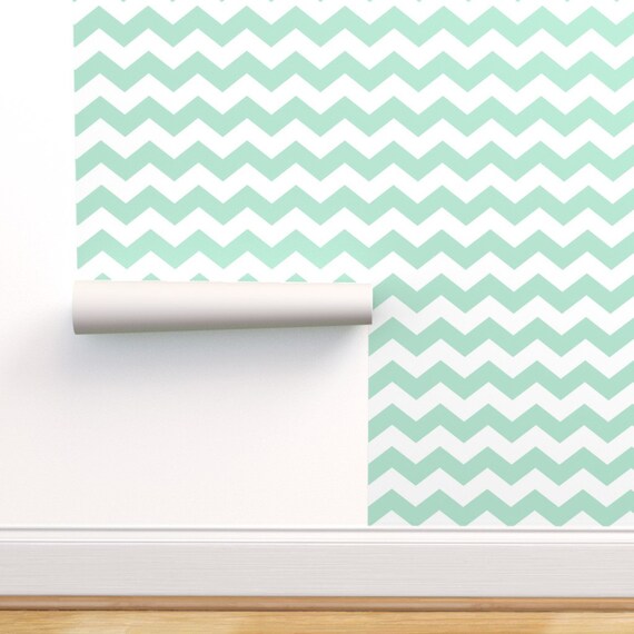 Chevron Wallpaper Chevron Lg Mint Green by Misstiina | Etsy