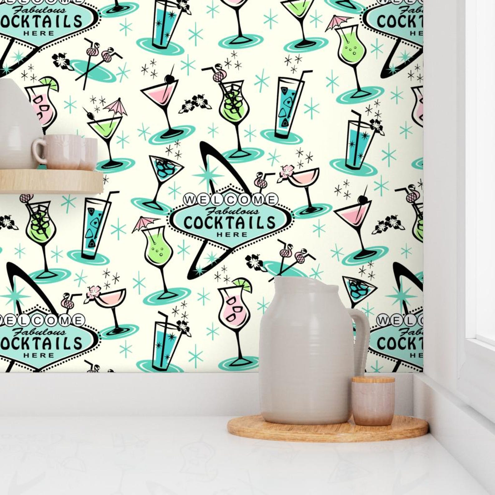 Cocktails Wallpaper - Atomic Cocktails by Studioxtine - Bar Alcohol ...