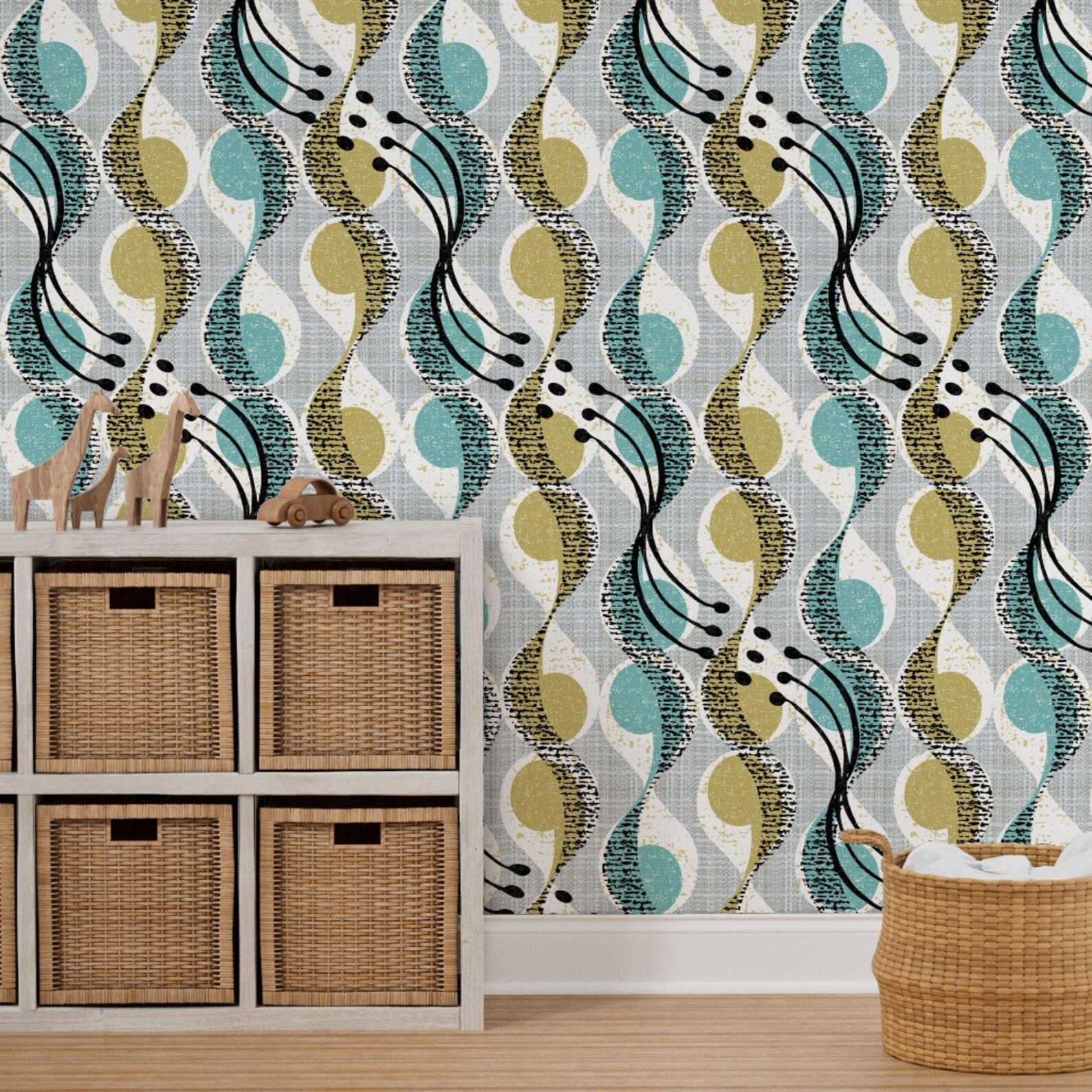 Mid Century Modern Geometric Wallpaper Betty Retro by - Etsy