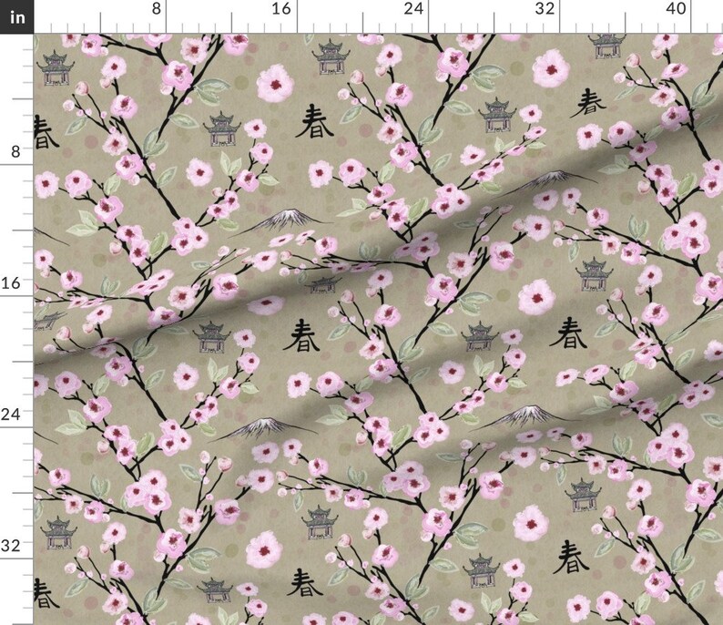 Japan Fabric Japanese Spring by Vannina Japanese Cherry - Etsy