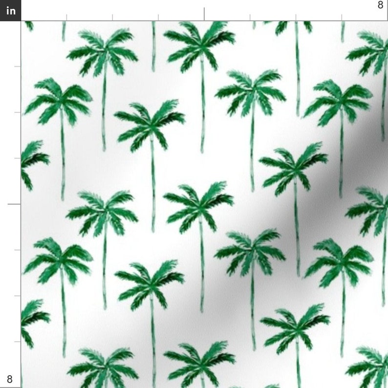 Palm Tree Fabric Watercolor Palm Tree Green by - Etsy