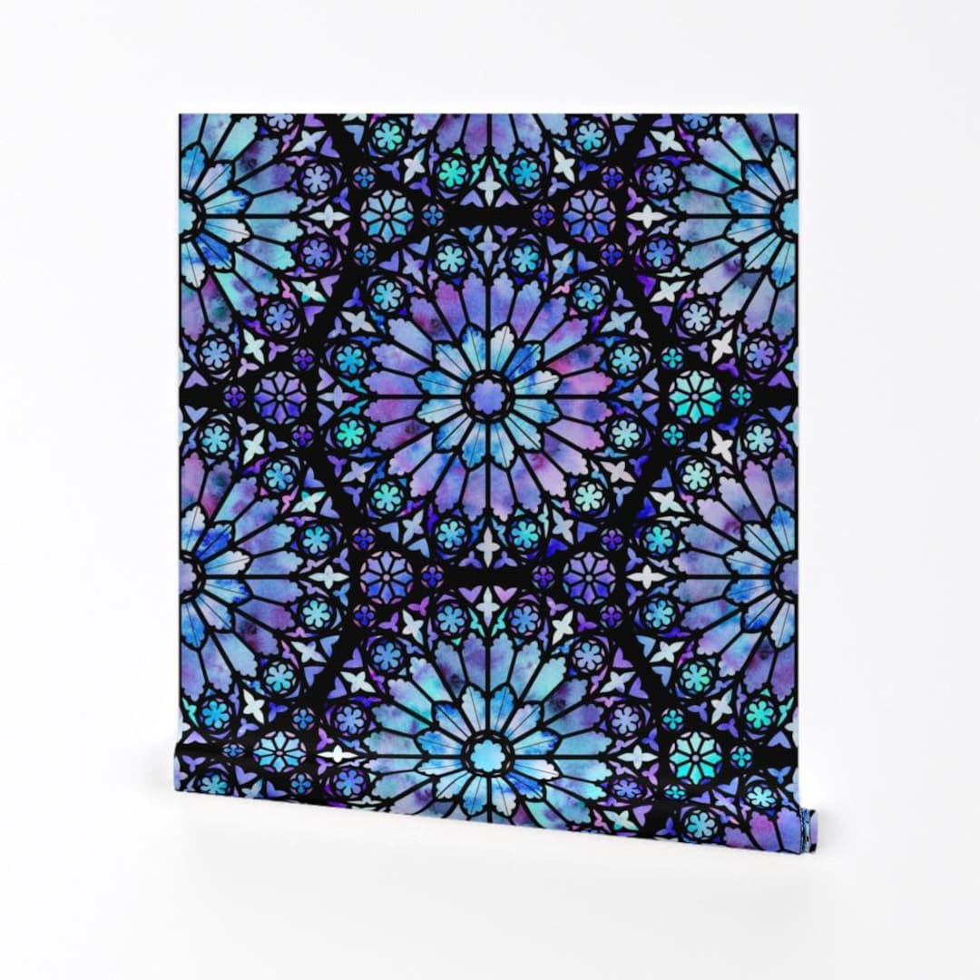 Stained Glass Removable Peel and Stick Wallpaper - Rose Window France ...