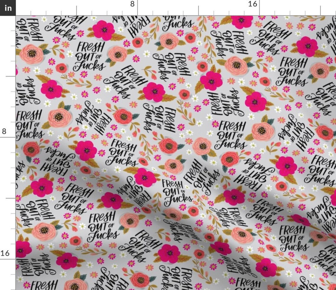Swear Fabric Pretty Sweary Cuss Words Grey by - Etsy