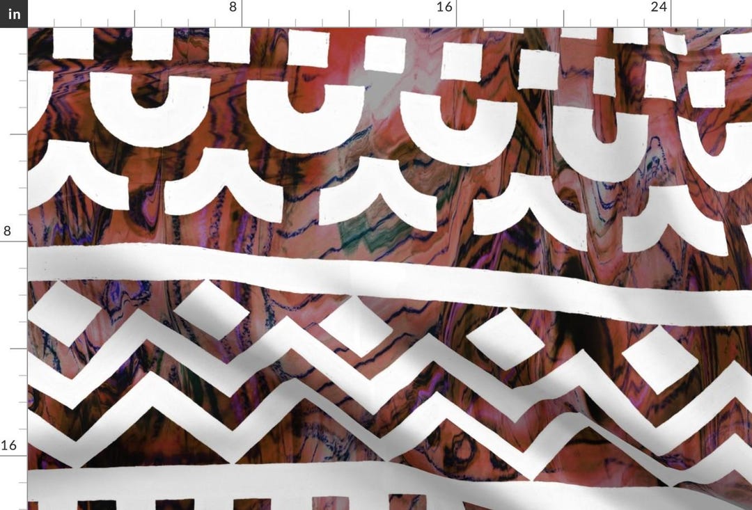 Geometric Red Abstract Fabric Building Blocks 4 by Heytangerine ...