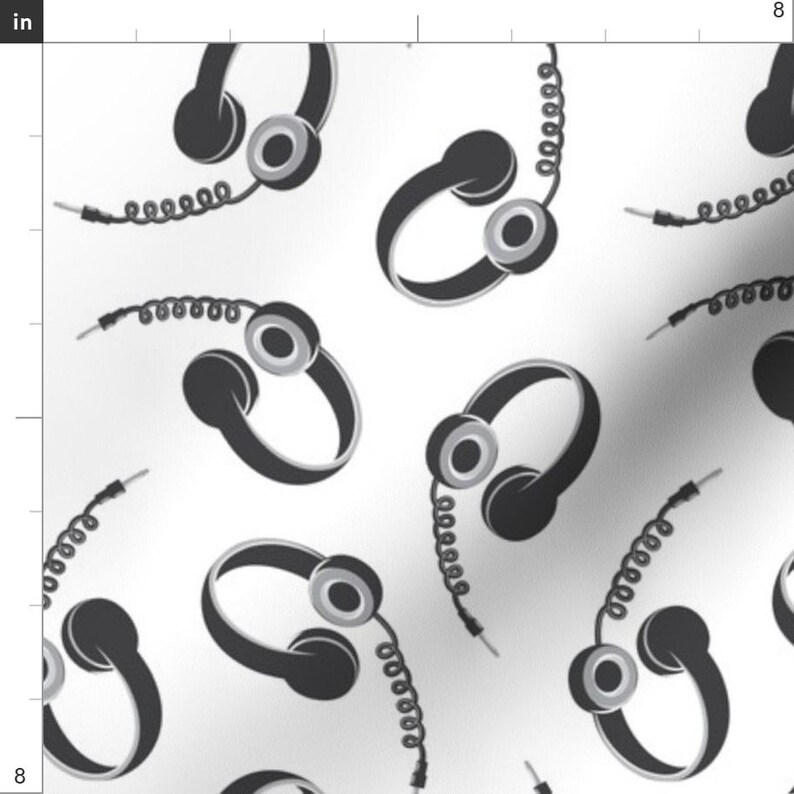 Headphones Fabric Headphones on White by Littlearrowdesign - Etsy