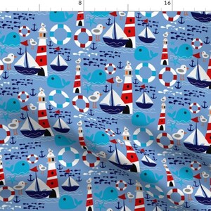 Sailboat Lighthouse Fabric Sailboat by Bruxamagica Baby - Etsy