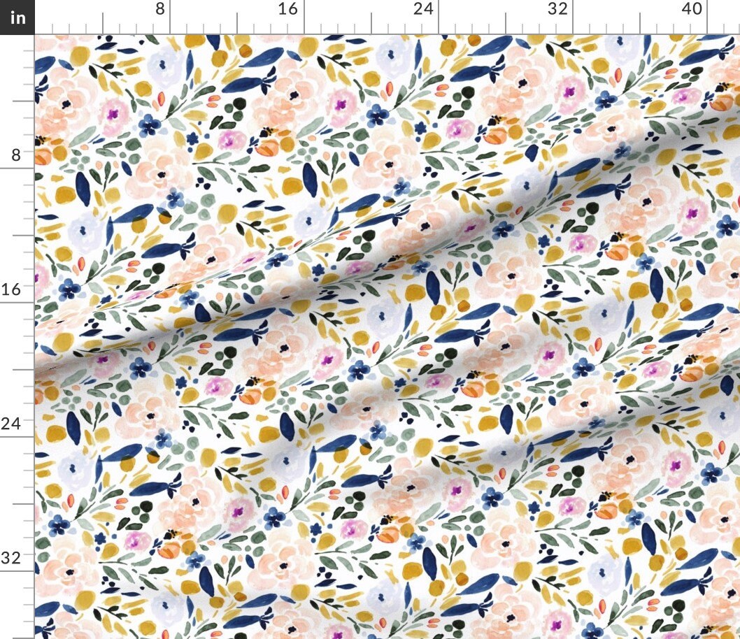 Floral Watercolor Fabric Sierra-floral-rotate by Crystal - Etsy