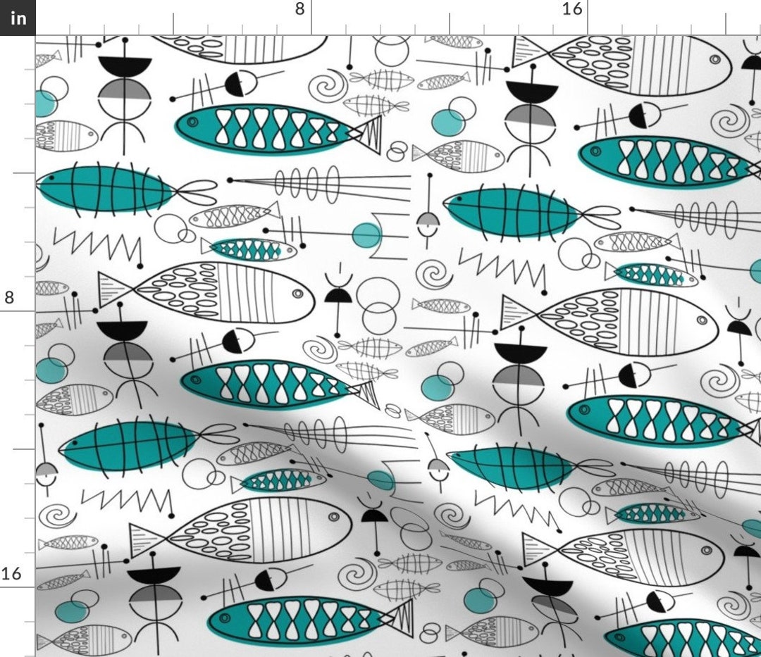 Mid-century Modern Fish Fabric Mid-century Fish by Hot4tees - Etsy