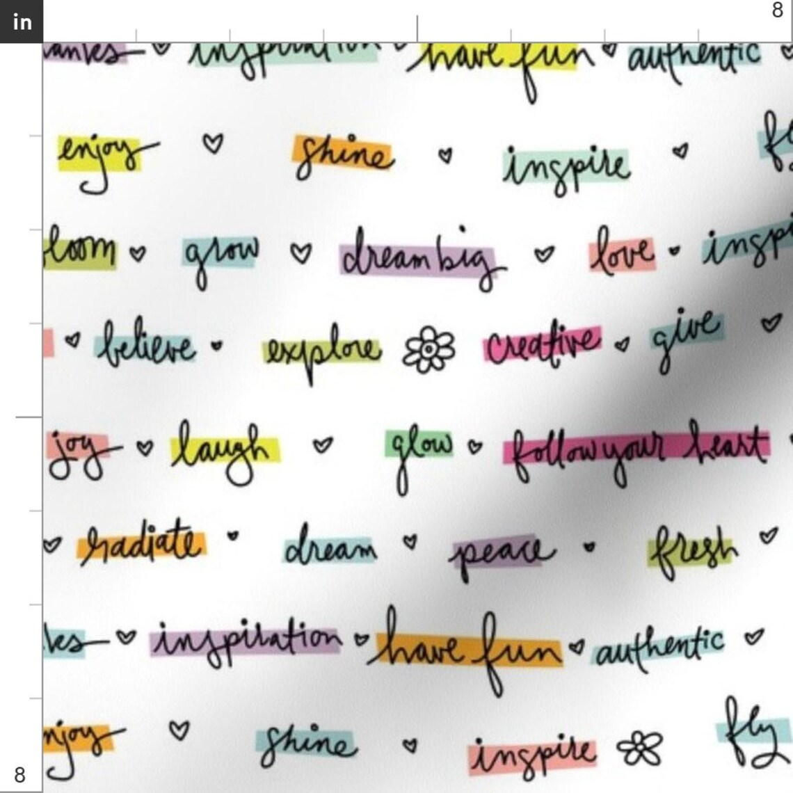Inspirational Words Fabric Doodley Doo I Feel Happy by - Etsy