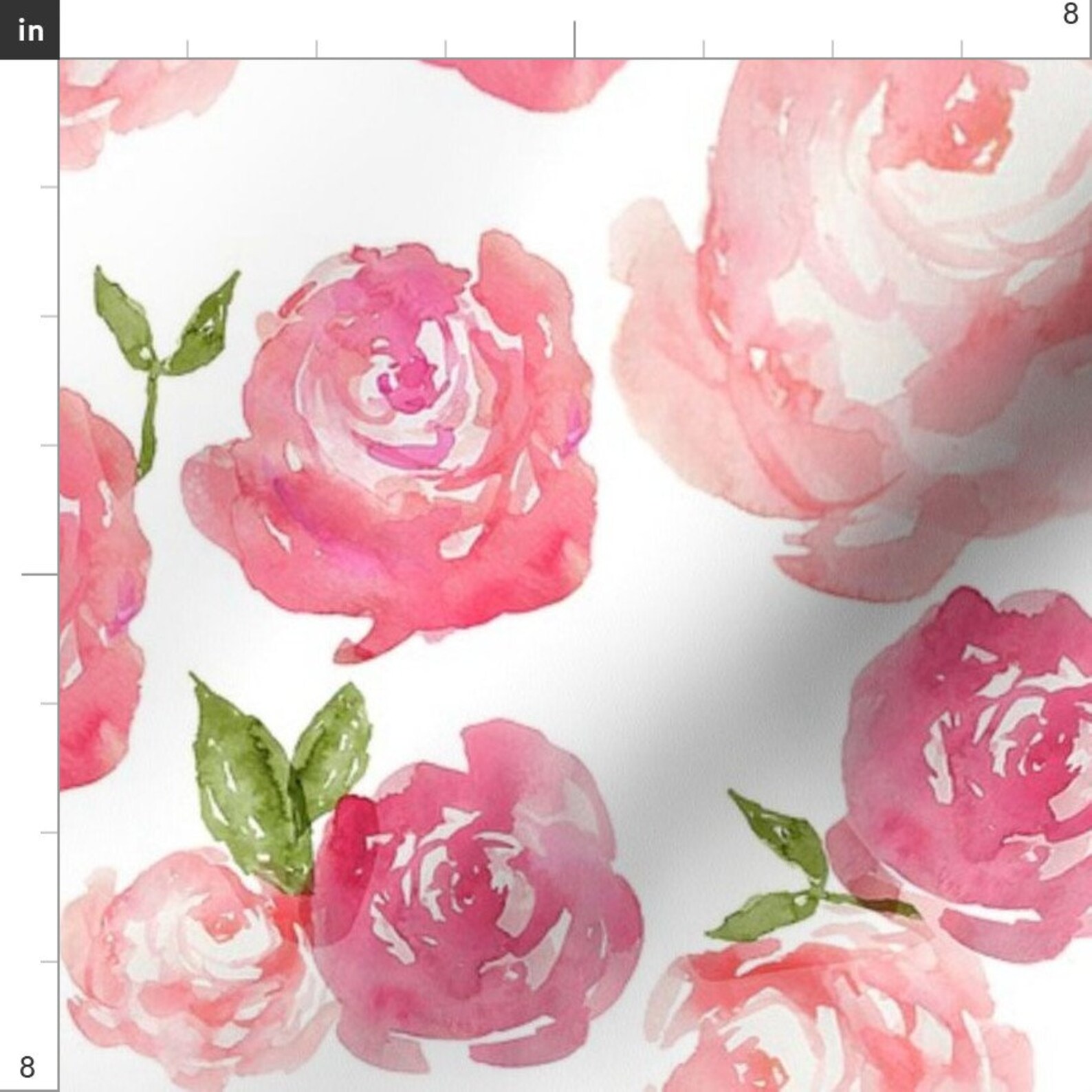 Watercolor Pink Blush Rose Fabric Watercolor Floral by - Etsy