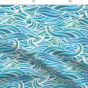 Abstract Watercolor Waves Fabric Abstract Watercolor Waves | Etsy