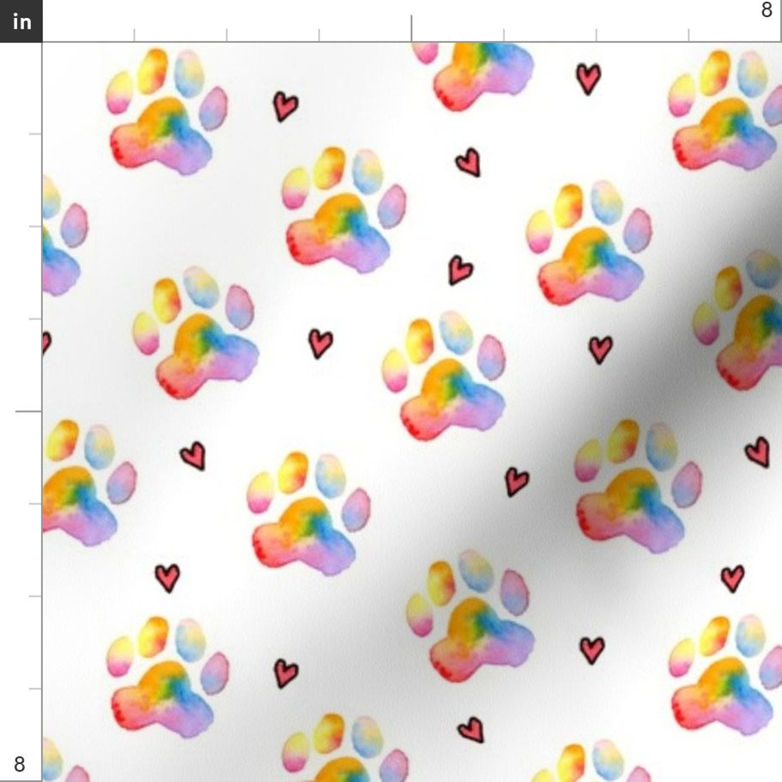 Dog Rainbow Pawprints Fabric Rainbow Paw Prints Large By - Etsy España