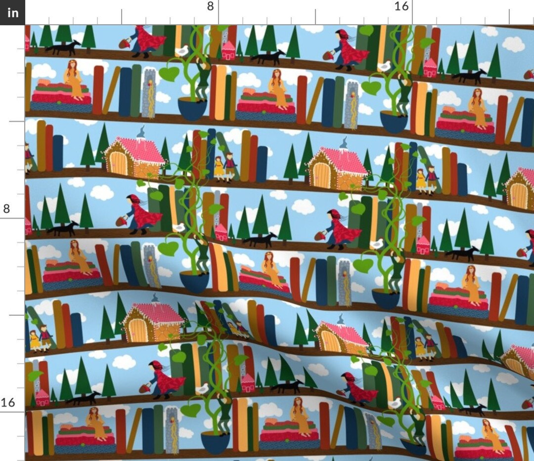 Whimsical Fairy Tale Fabric My Childhood Library by Vo Aka Virginiao ...