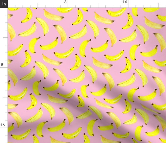 Bananas on Pink Fabric Banana Watercolour on Pink by | Etsy