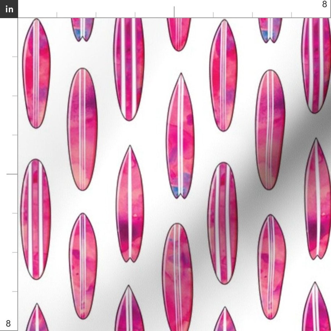 Summer Surfer Fabric Surfboards Watercolor Pink by - Etsy